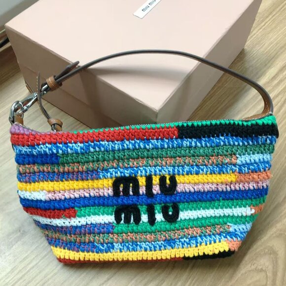 Miu Miu | Bags | Miu Miu Crochet Rainbow Pouch | Poshmark